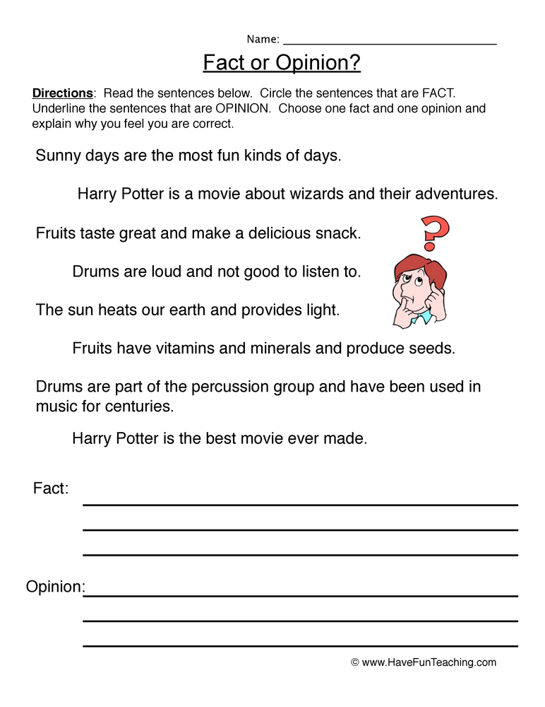 Write Fact Opinion Worksheet by Teach Simple