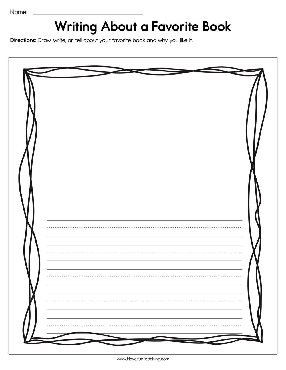 Writing About A Favorite Book Worksheet By Teach Simple