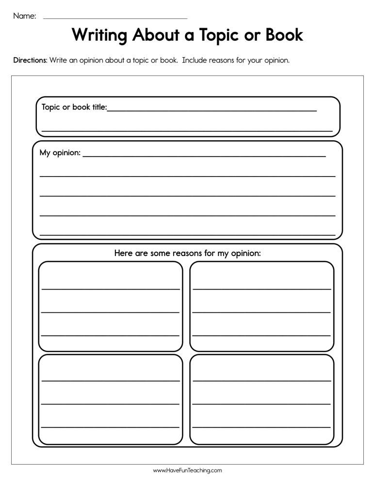 Writing about a Topic or Book Worksheet by Teach Simple