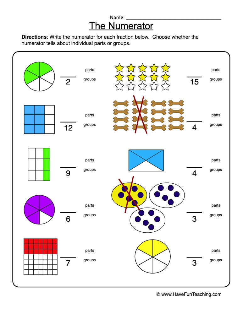 Writing Fractions Worksheet by Teach Simple
