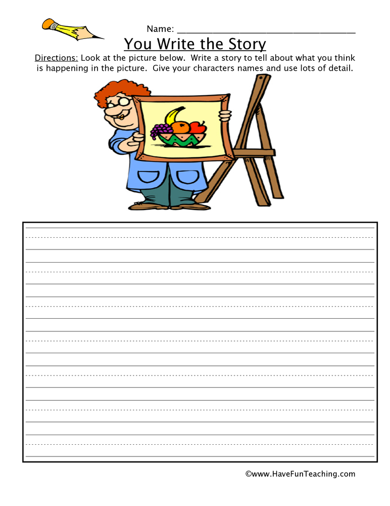 You Write the Story Fruit Picture Worksheet by Teach Simple