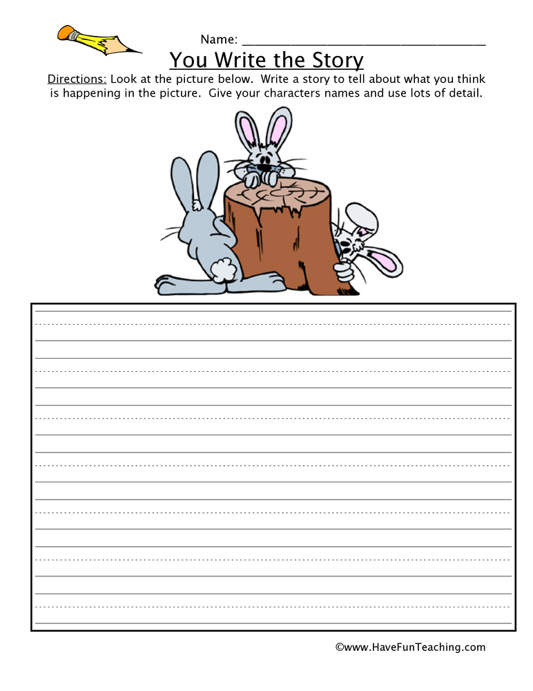 You Write the Story Rabbit Picture Worksheet by Teach Simple