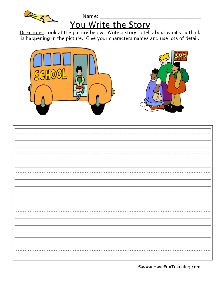 You Write the Story School Picture Worksheet by Teach Simple